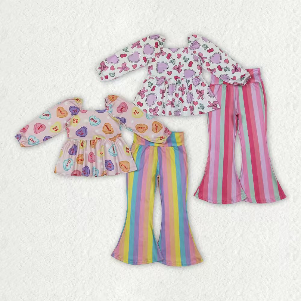 Valentines day xoxo girls long sleeve outfit – aierwhoesalekidsclothes