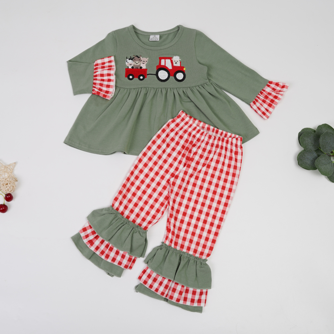 toddle baby girl farm animal tractor clothes – aierwhoesalekidsclothes