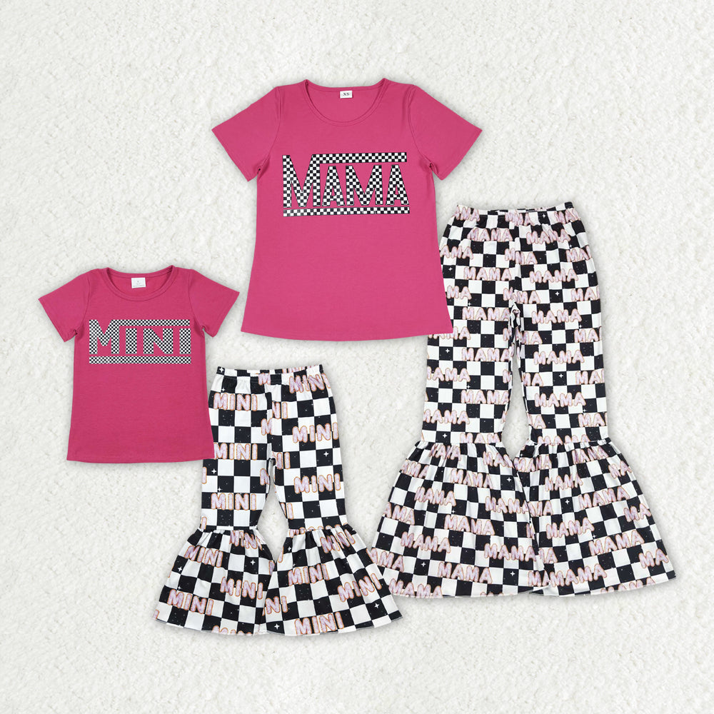 Mommy and me black checkered matching outfit – aierwhoesalekidsclothes