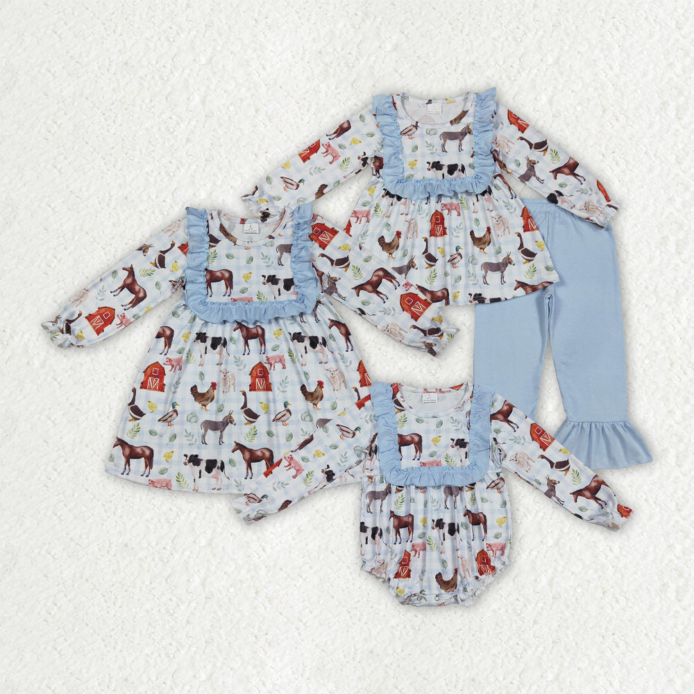 Toddle girls farm animal long sleeve outfit – aierwhoesalekidsclothes