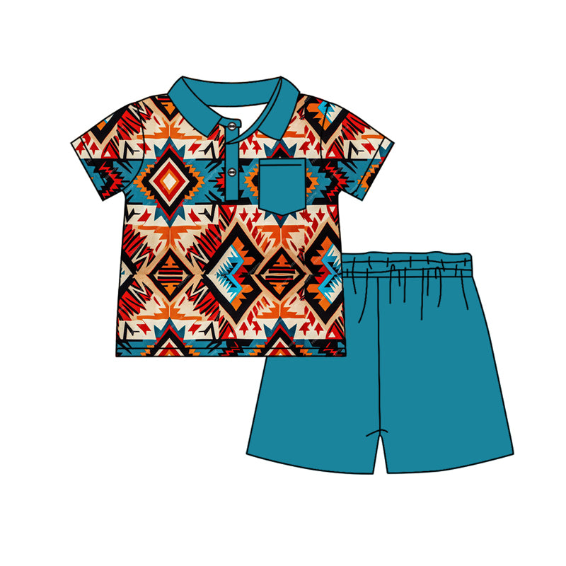 Western cowboy aztec summer outfit preorder – aierwhoesalekidsclothes