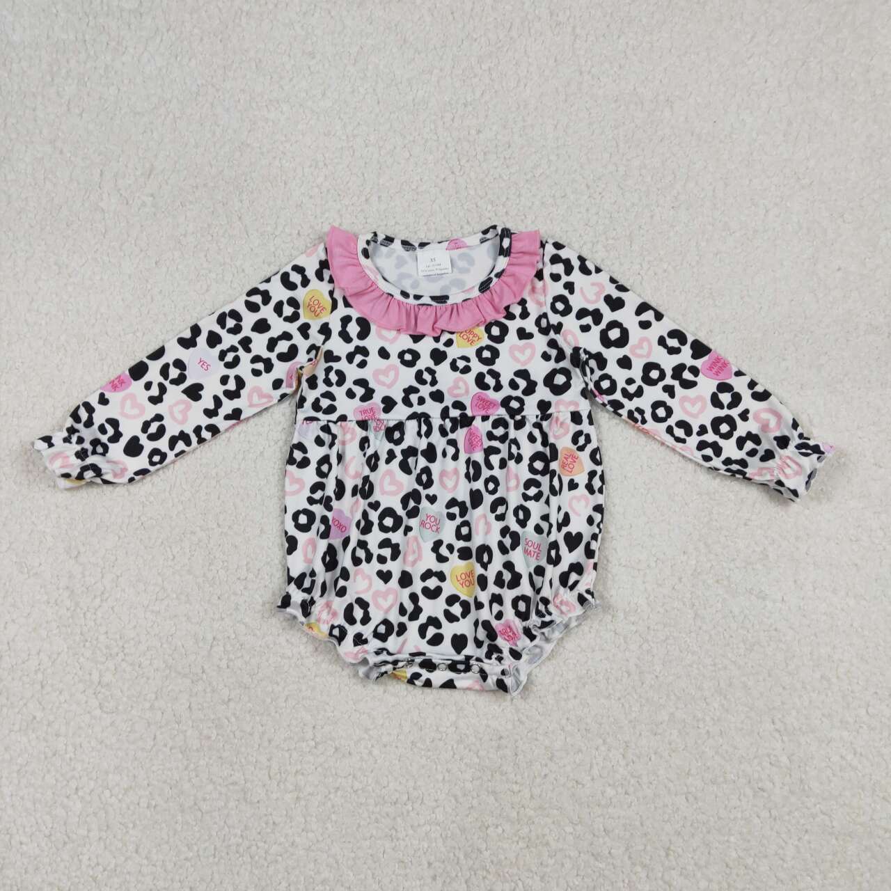 Valentines day leopard toddle baby long sleeve romper ...