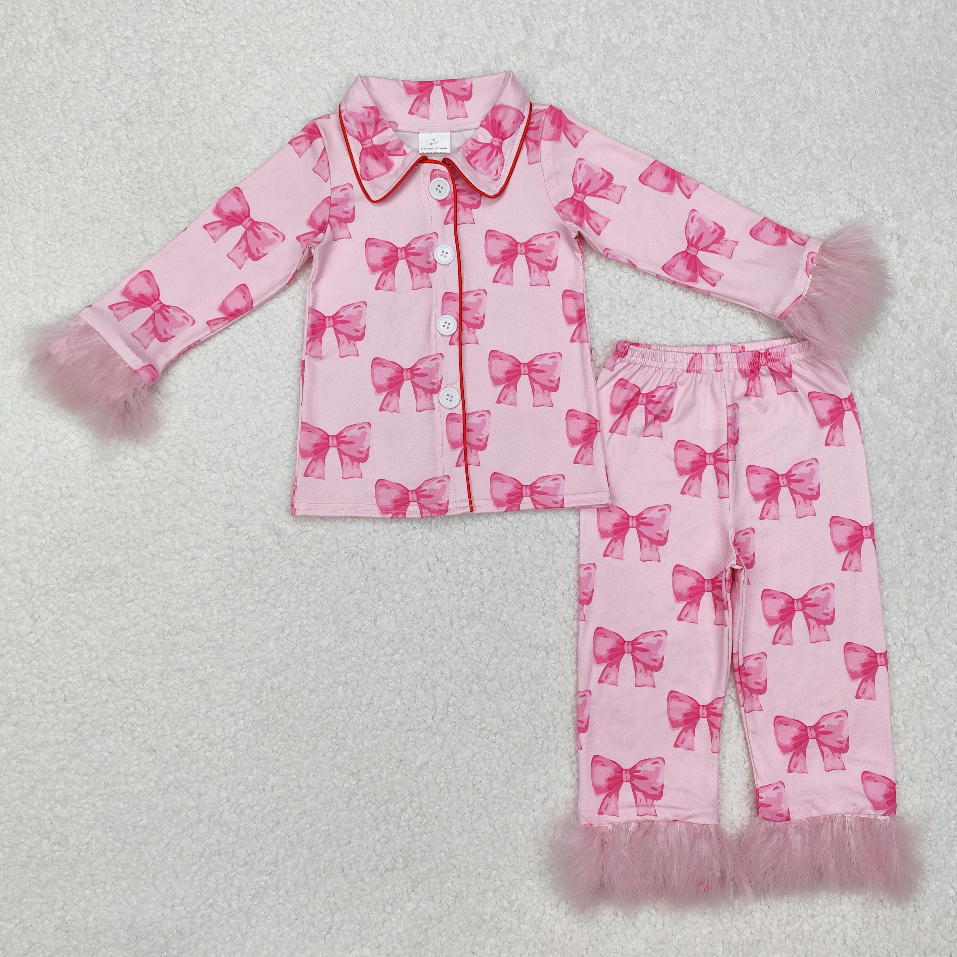 baby girl hot pink bow pajama set – aierwhoesalekidsclothes