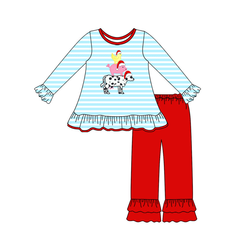 Farm animal girls long sleeve matching outfit preorder ...