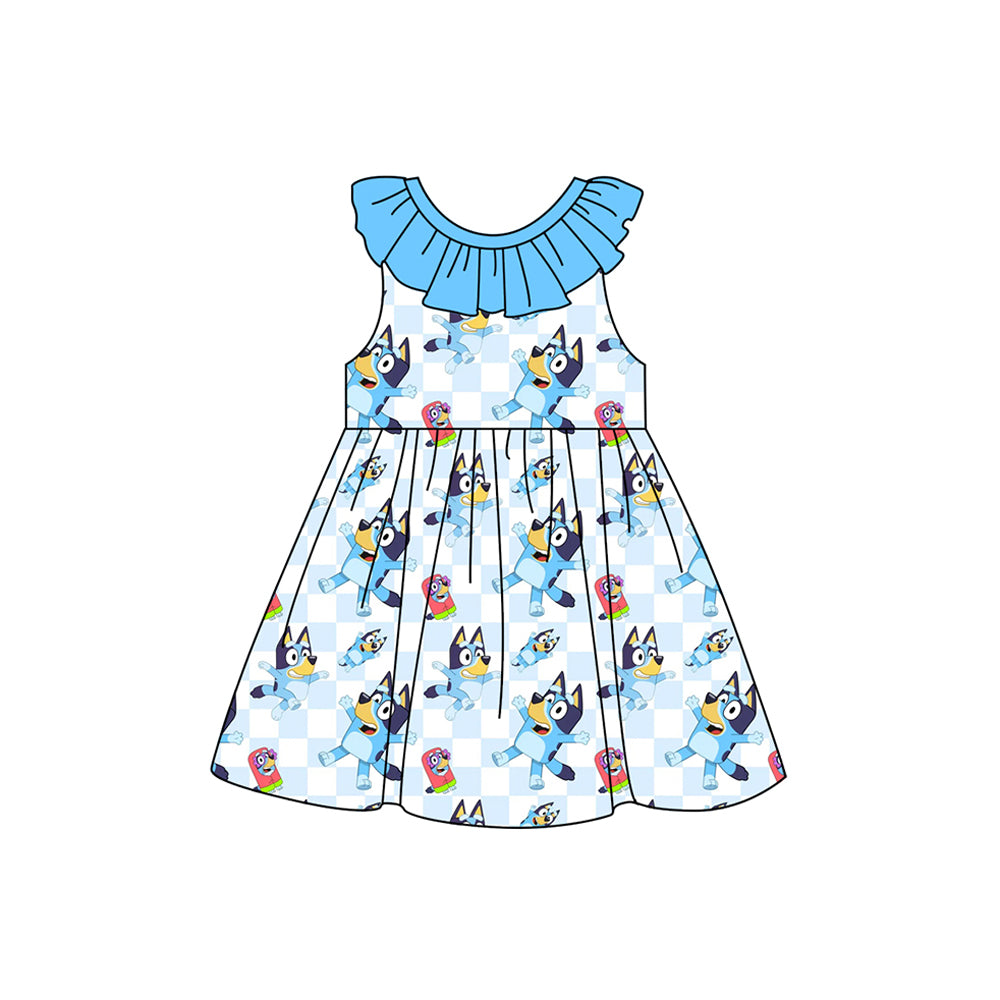 Baby girls blue cartoon dog dress preorder – aierwhoesalekidsclothes