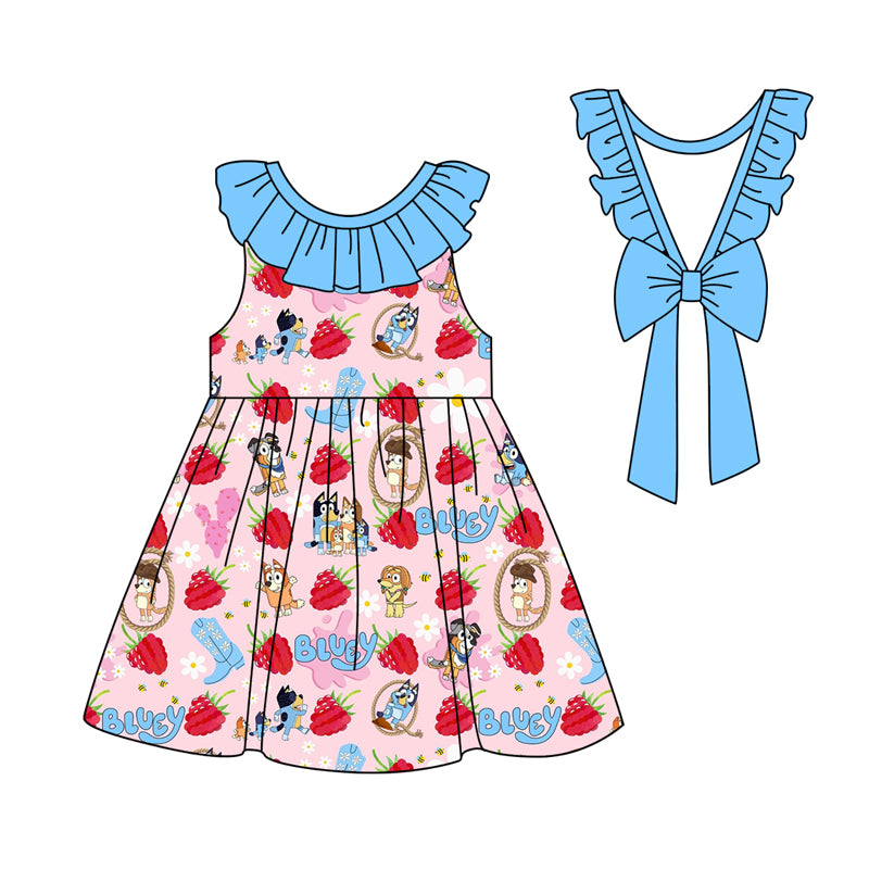 Toddle baby girl blue cartoon dog dress preorder – aierwhoesalekidsclothes