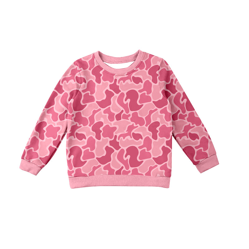 Girls pink camo long sleeve t-shirt top preorder – aierwhoesalekidsclothes