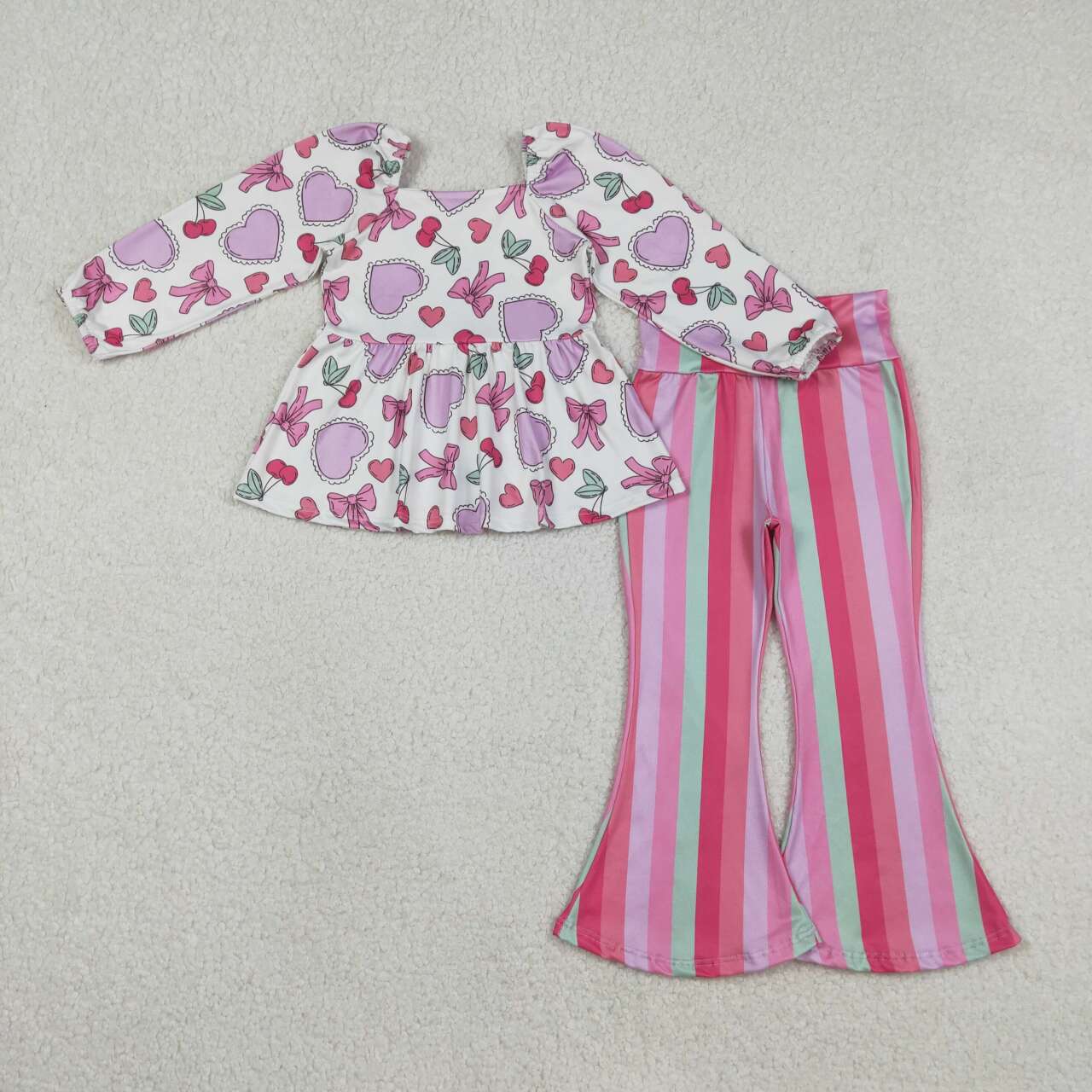 Valentines day xoxo girls long sleeve outfit – aierwhoesalekidsclothes