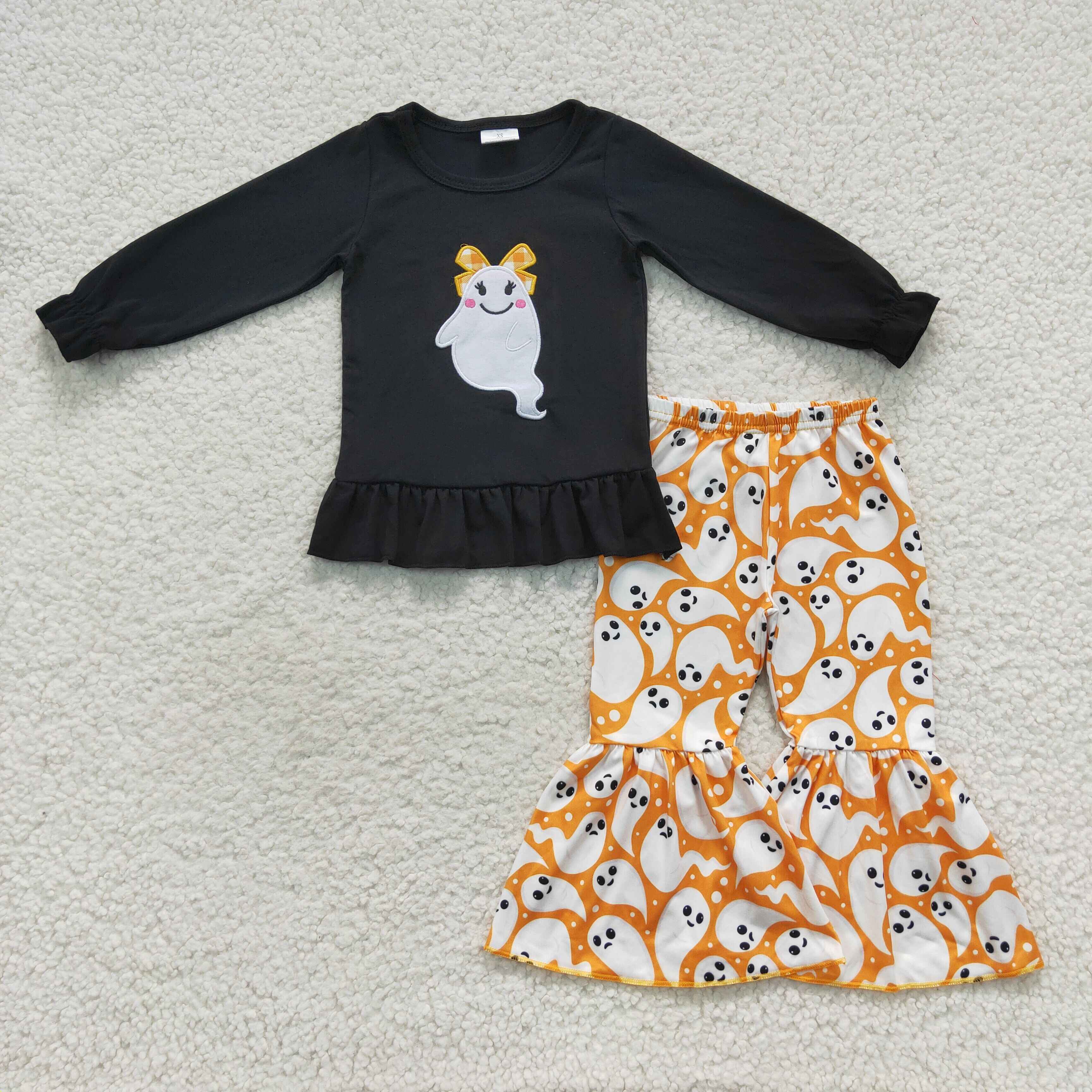Embroidery Halloween ghost clothing set – aierwhoesalekidsclothes