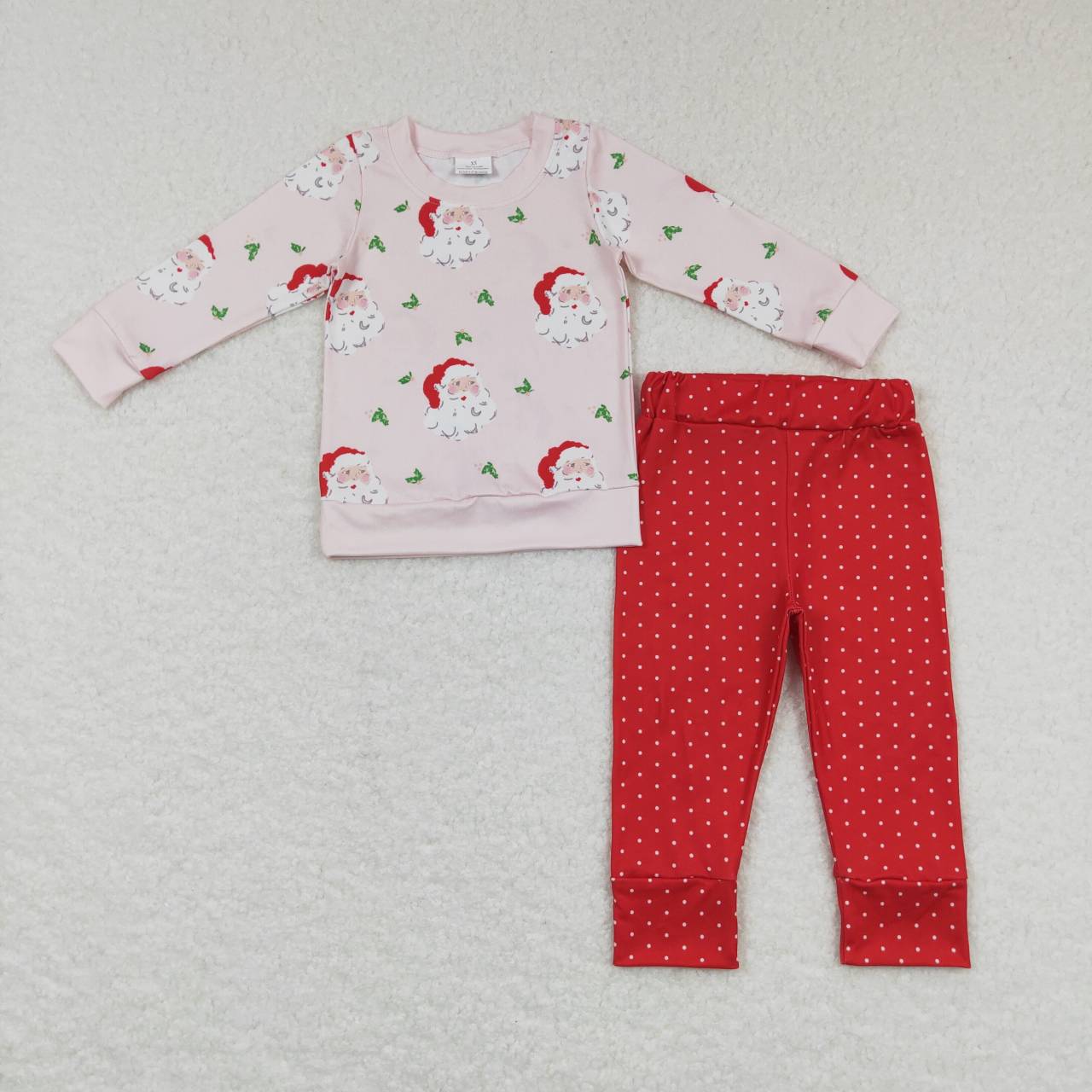 Christmas Santa Claus top red leggings outfit – aierwhoesalekidsclothes