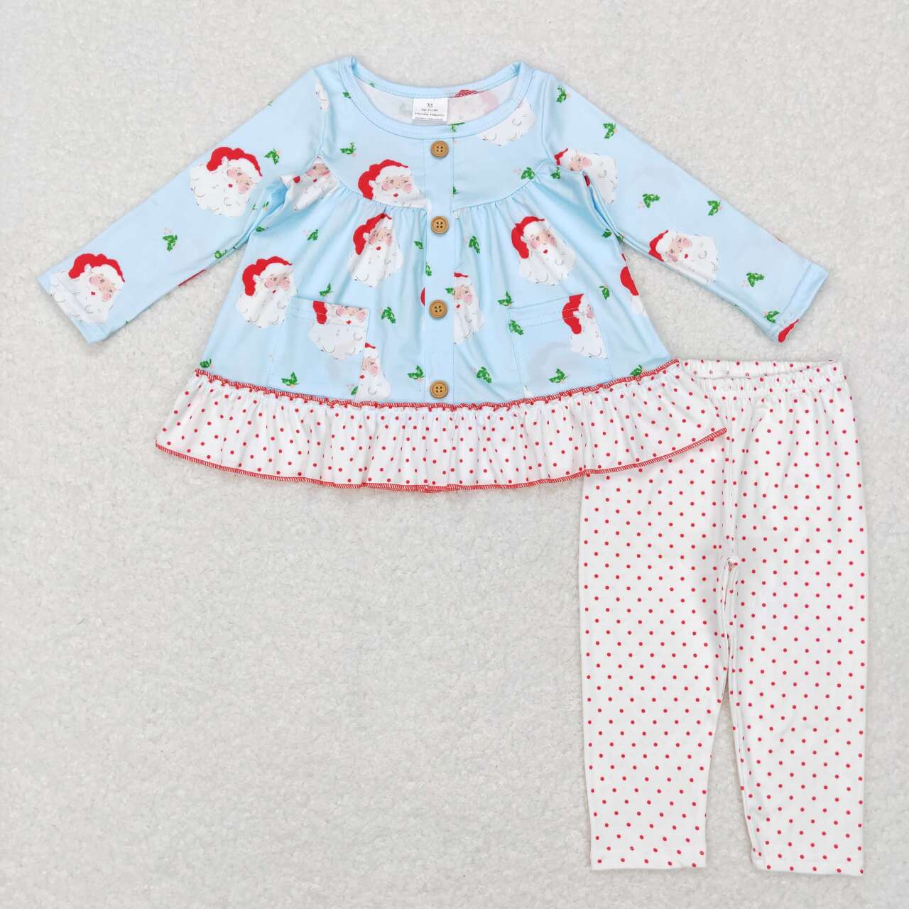 Christmas Santa Claus top red dots leggings outfit ...