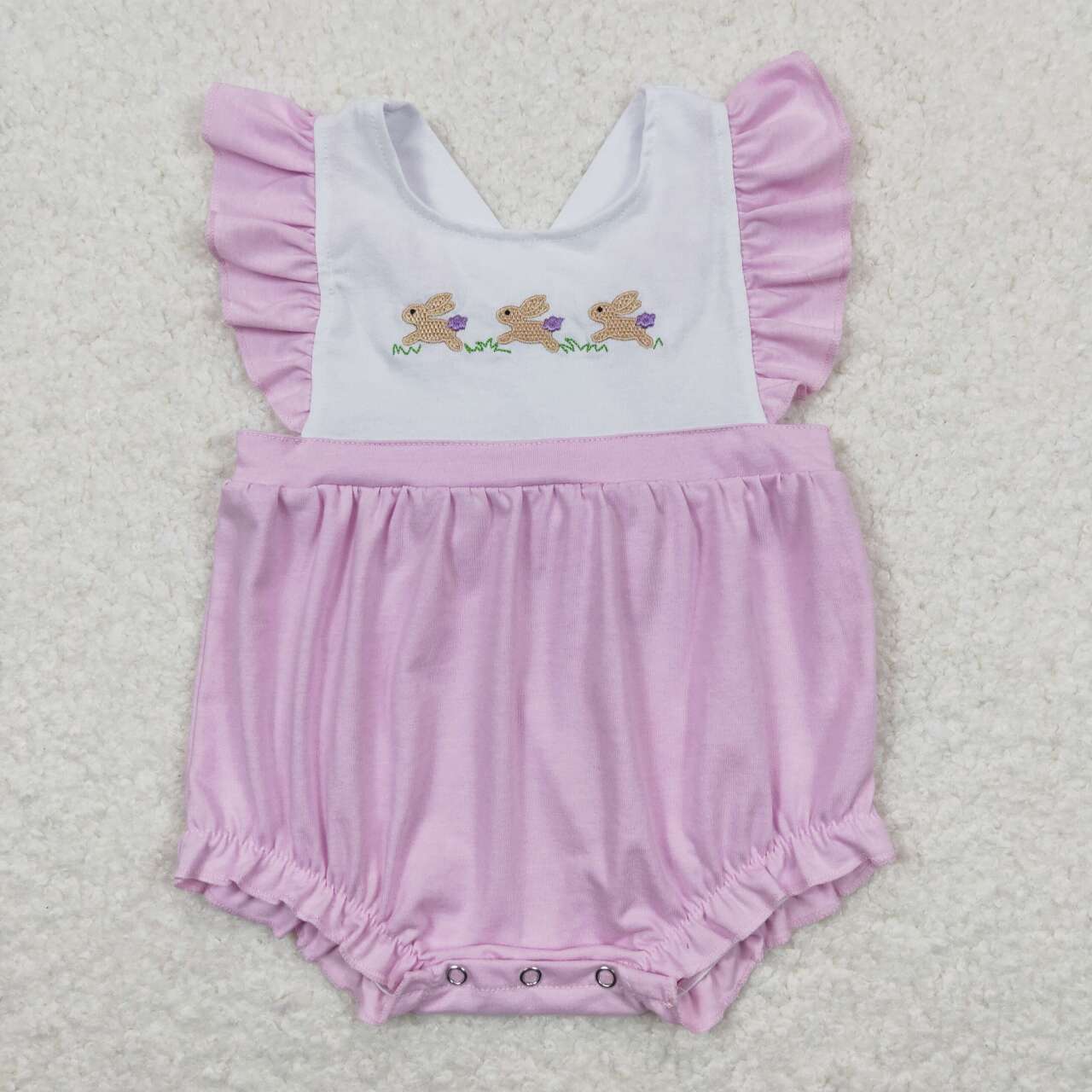 toddle girls embroidery Easter bunny romper – aierwhoesalekidsclothes