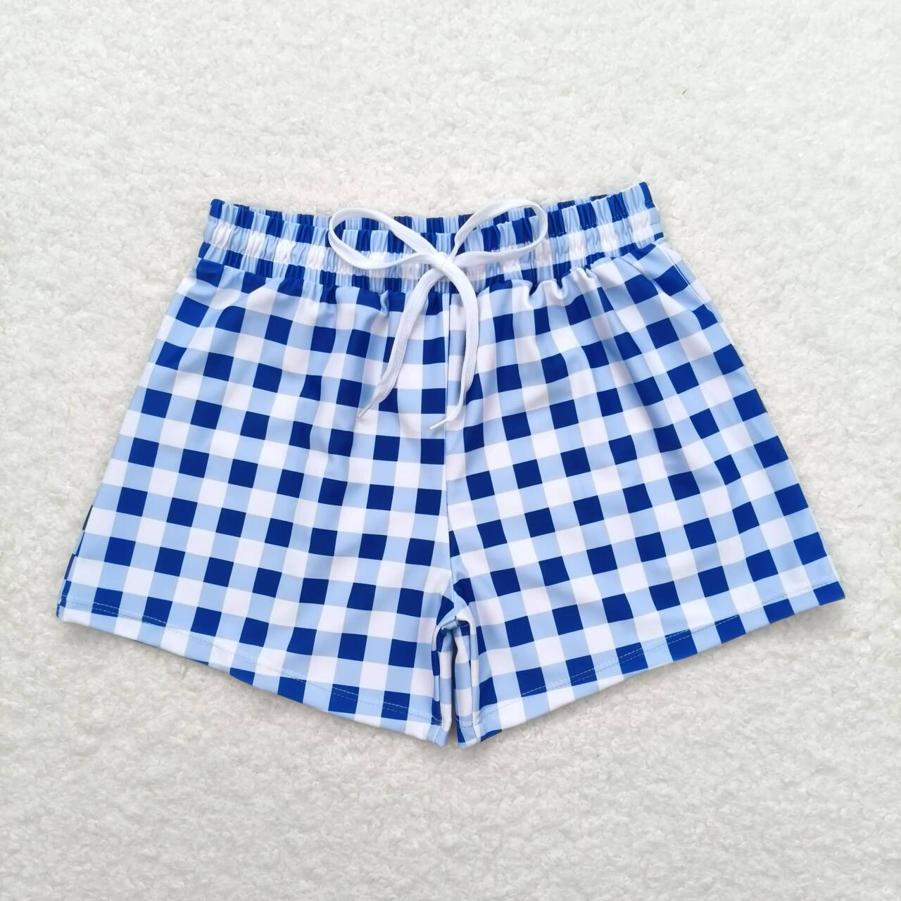 Boy blue checkered swim trunks – aierwhoesalekidsclothes