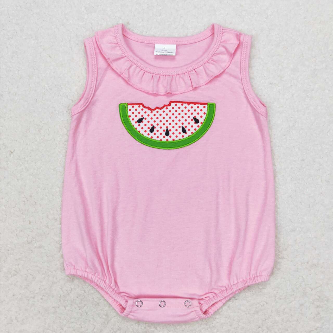 embroidery watermelon fruit pink romper – aierwhoesalekidsclothes