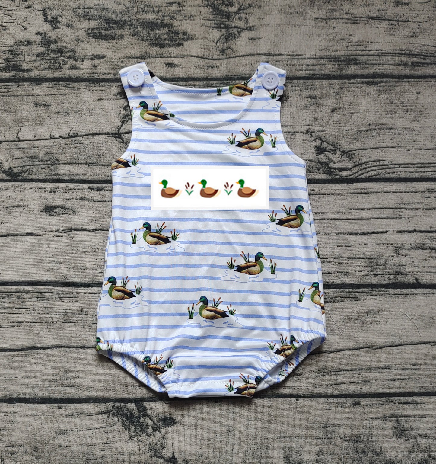 toddle baby boy embroidery mallard duck romper preorder ...