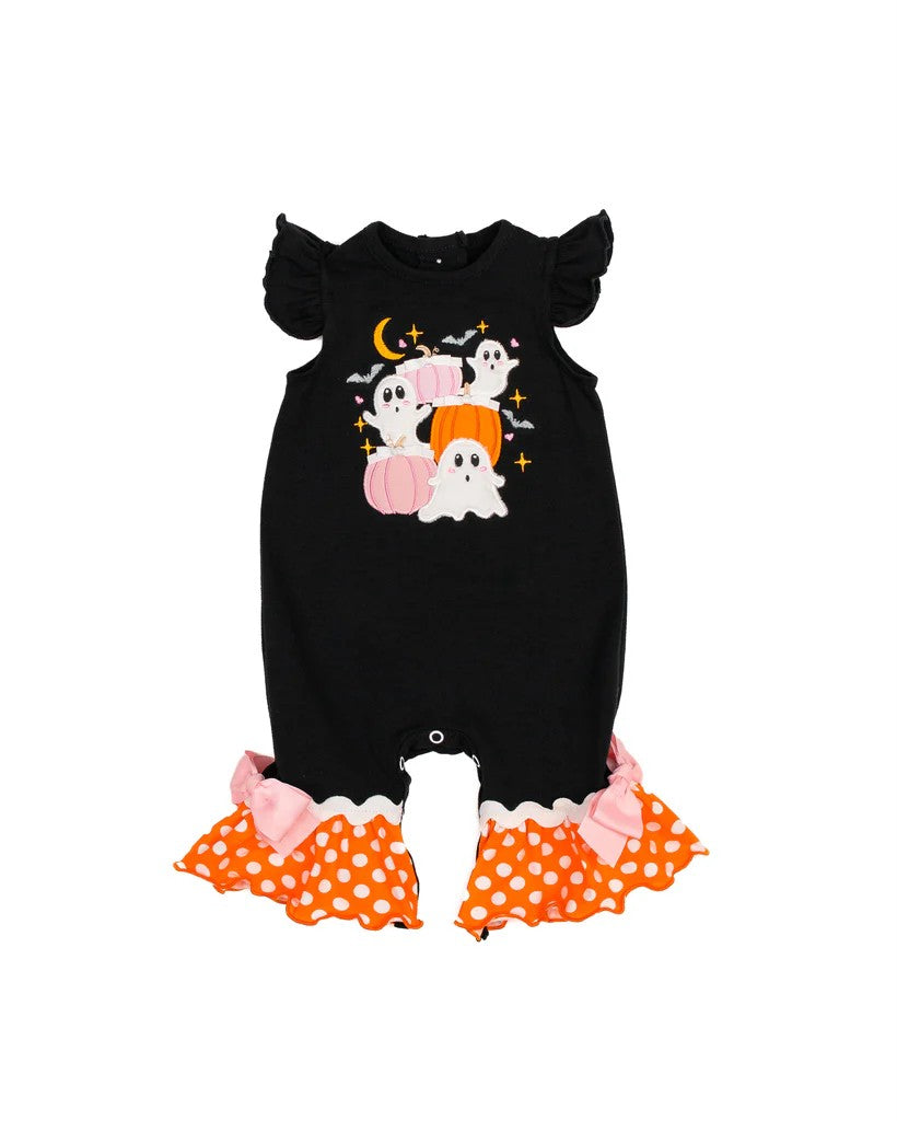 infant baby girl Halloween ghost pumpkin black romper preorder – aierwhoesalekidsclothes