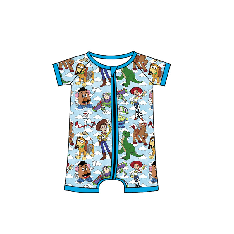 Baby boy cartoon story summer romper preorder – aierwhoesalekidsclothes