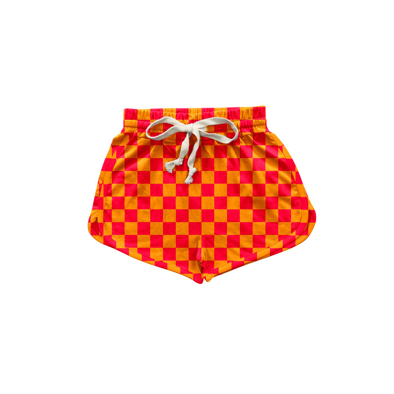 toddle baby boy orange red checkered shorts preorder ...