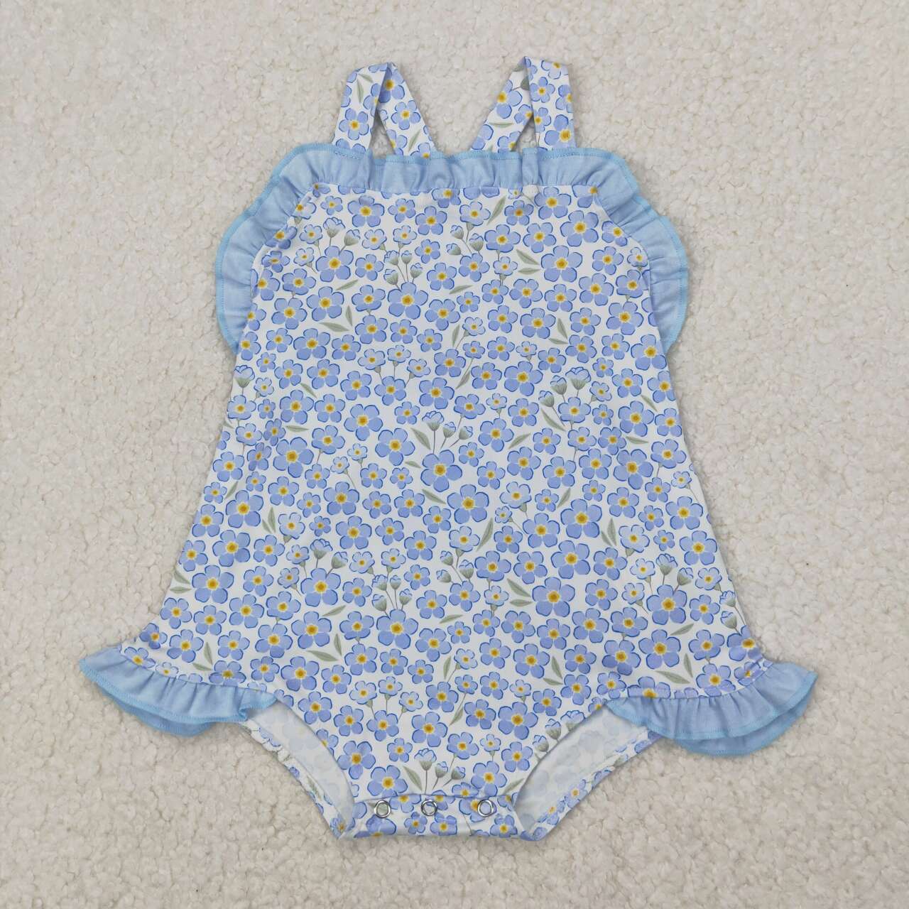 Toddle baby girl blue flowers romper – aierwhoesalekidsclothes
