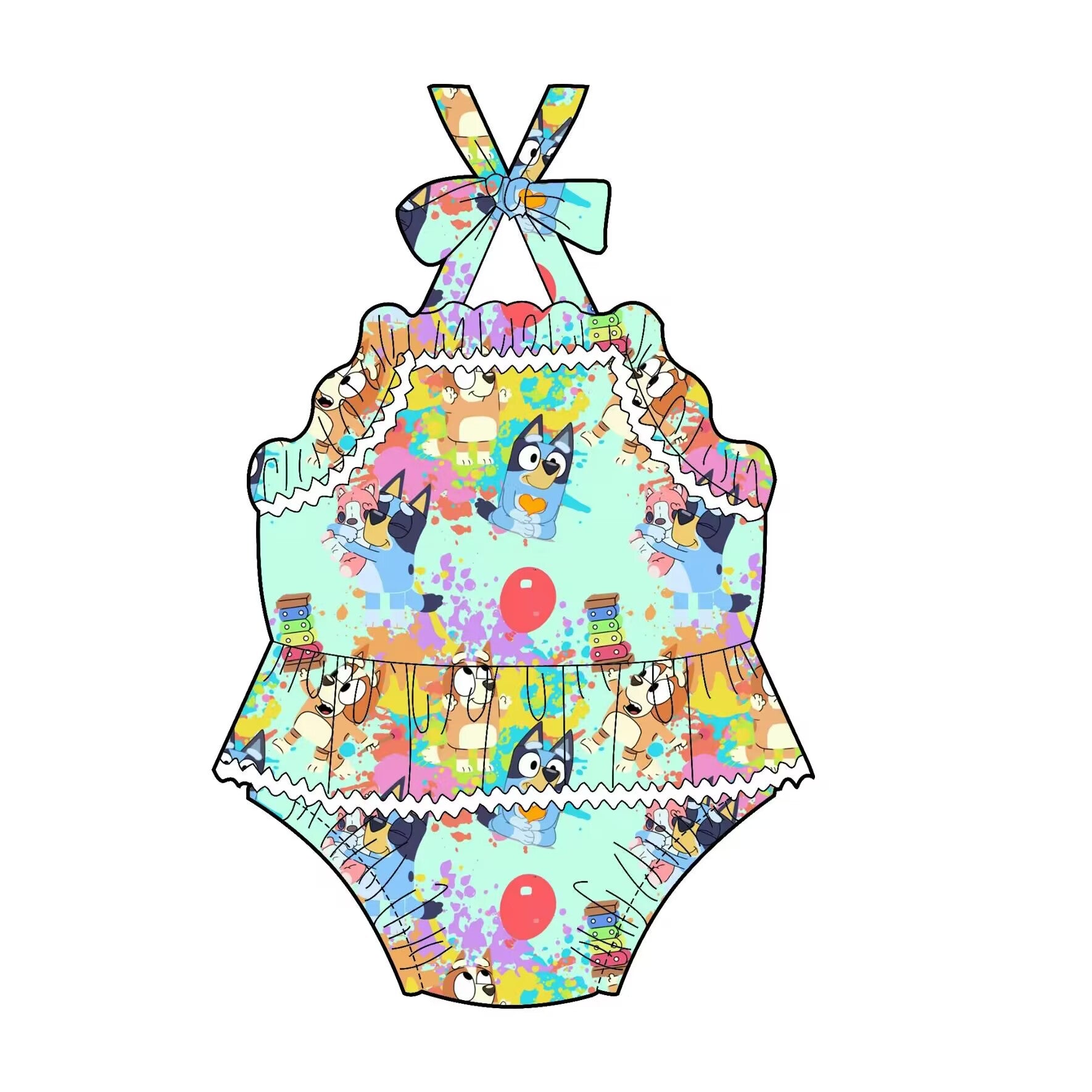 blue cartoon dog bathing suit – aierwhoesalekidsclothes