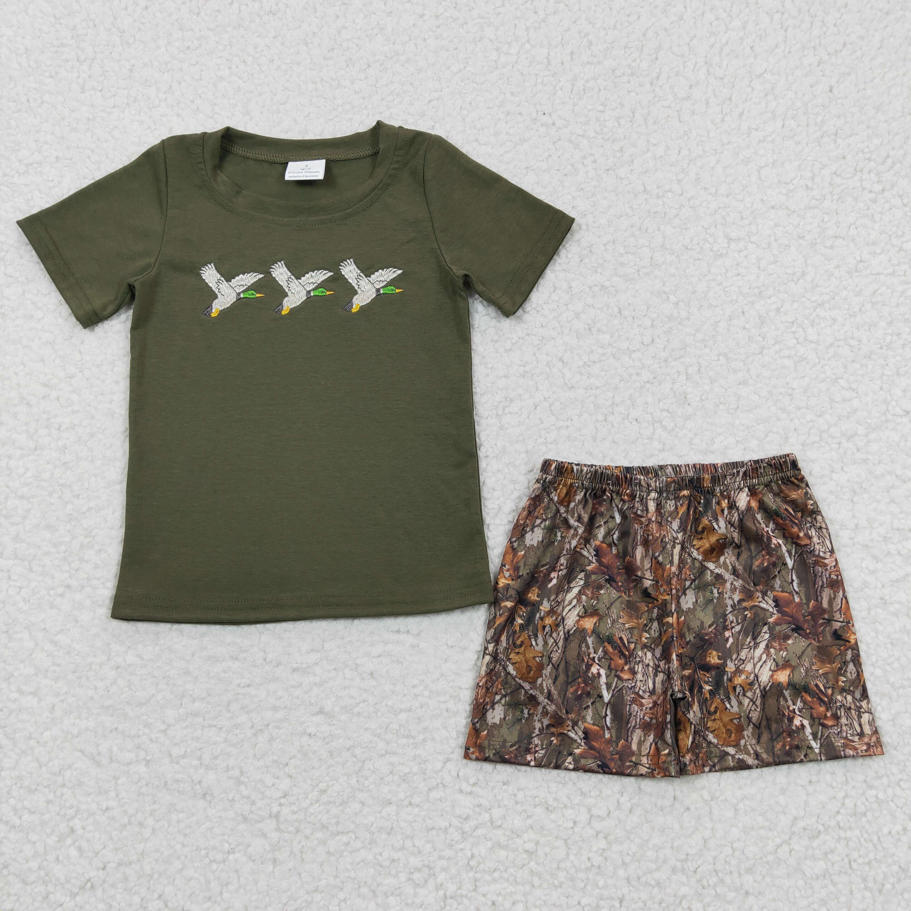 boy embroidery mallard hunting clothing set – aierwhoesalekidsclothes